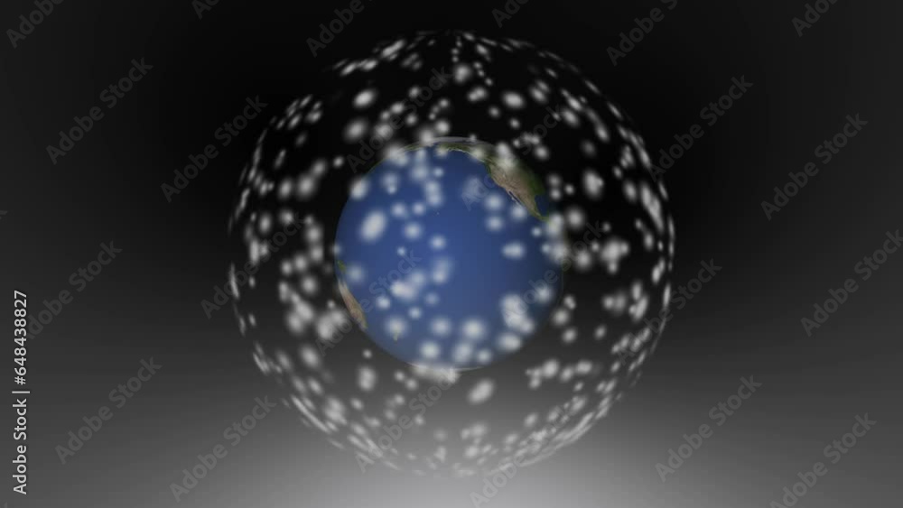 Animated image of Earth surrounded by glowing particles, depicting ...