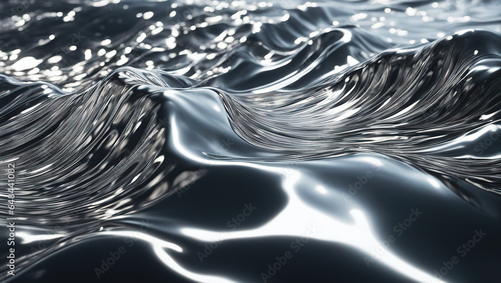 Liquid chrome waves background, shiny and lustrous metal pattern ...