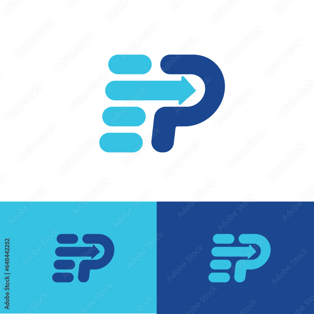 Letter P Arrow monogram logo. A combination of a letter P and an arrow ...