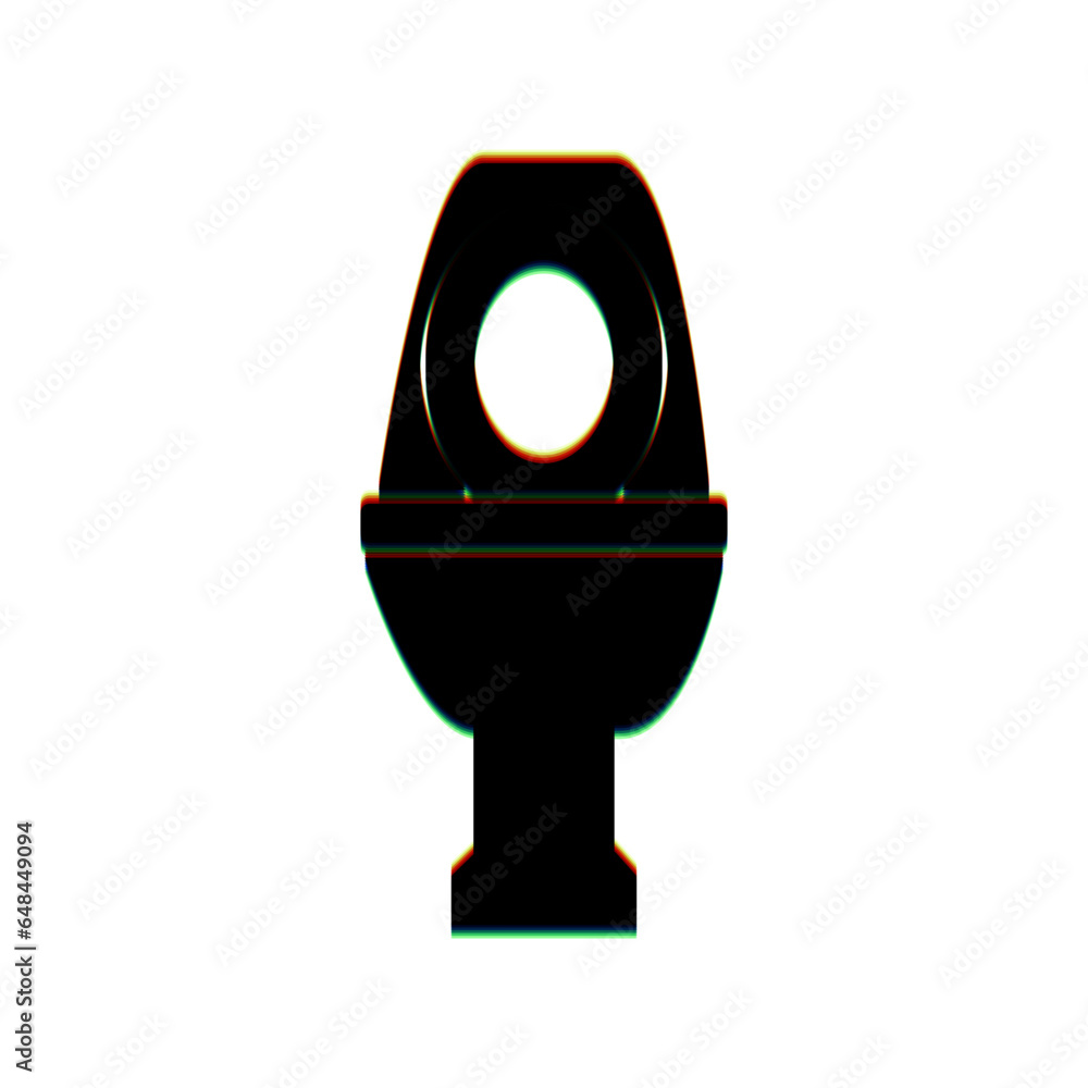 Toilet sign illustration. Black Icon with vertical effect of color edge ...