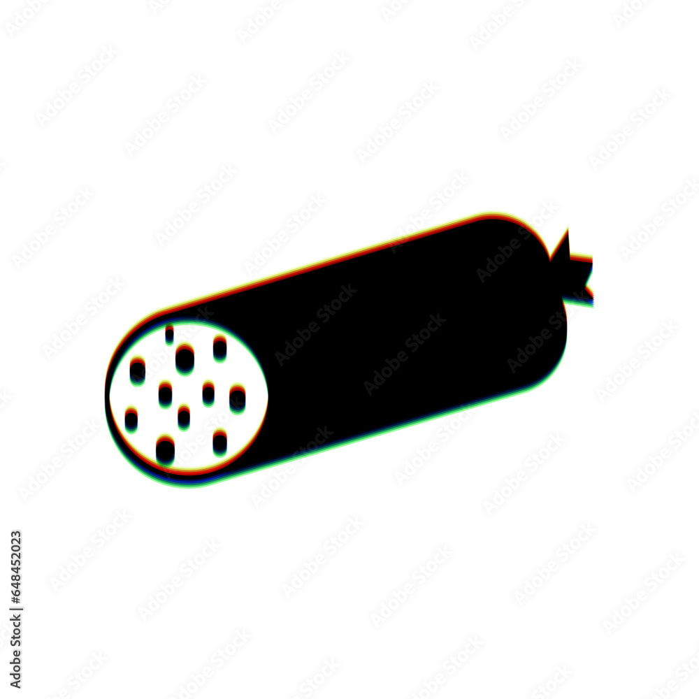 Sausage sign illustration. Black Icon with vertical effect of color ...