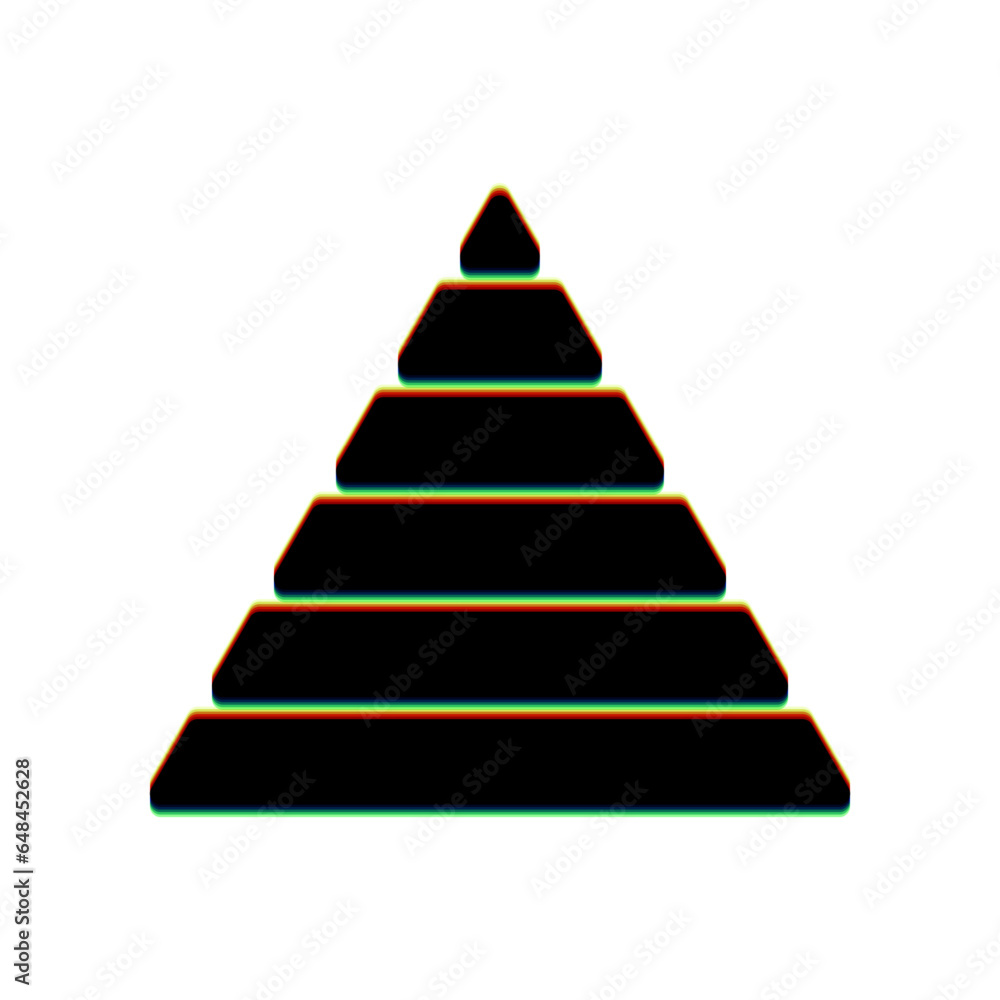 Maslow pyramid sign. Black Icon with vertical effect of color edge ...