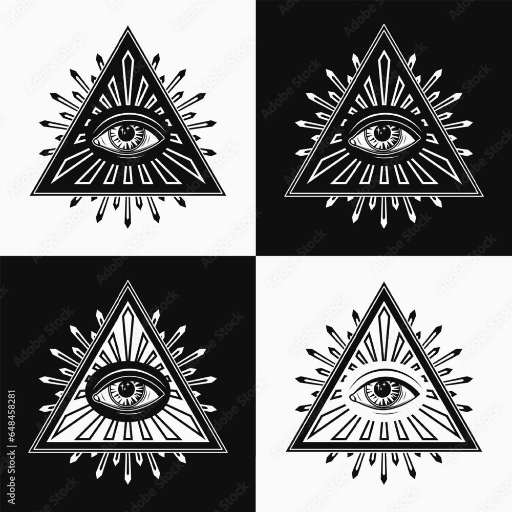 Composition with all seeing eye, third eye, eye of providence ...