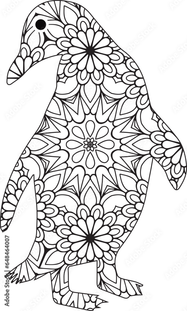 Penguin Coloring page for adut,Coloring Page. Coloring Book. Colouring ...