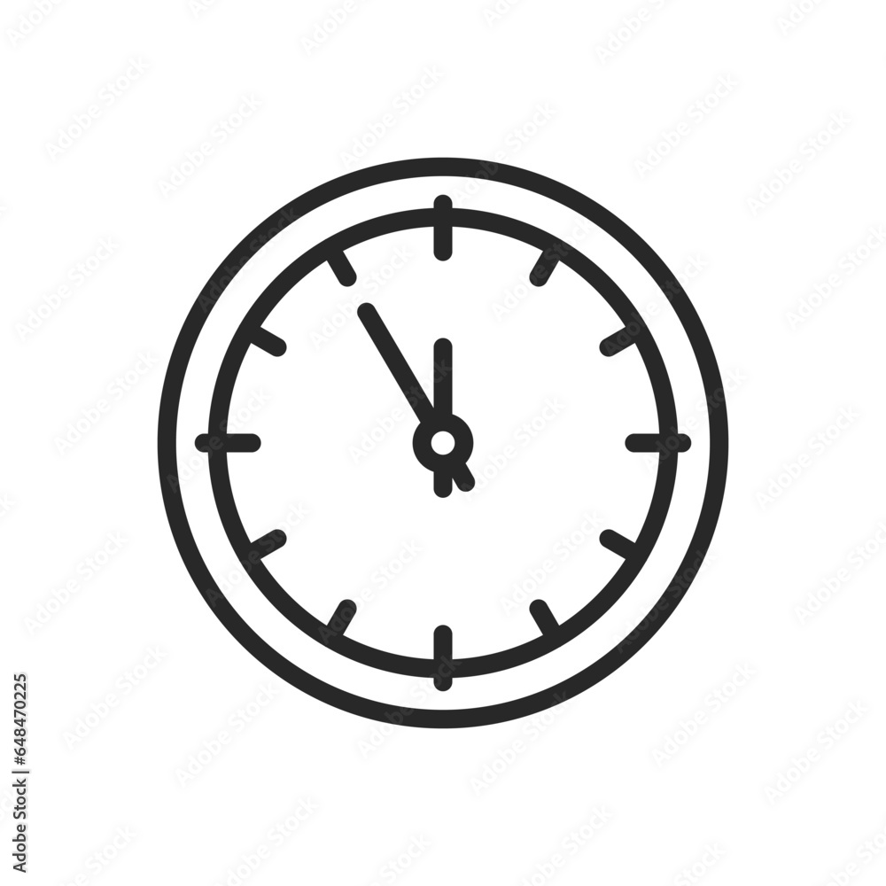 Midnight Clock Icon. Vector Outline Editable Isolated Sign of the Last ...