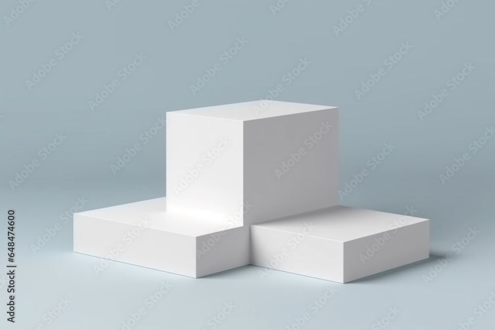 Modern white cube podium stage isolated on 3d background set of product ...