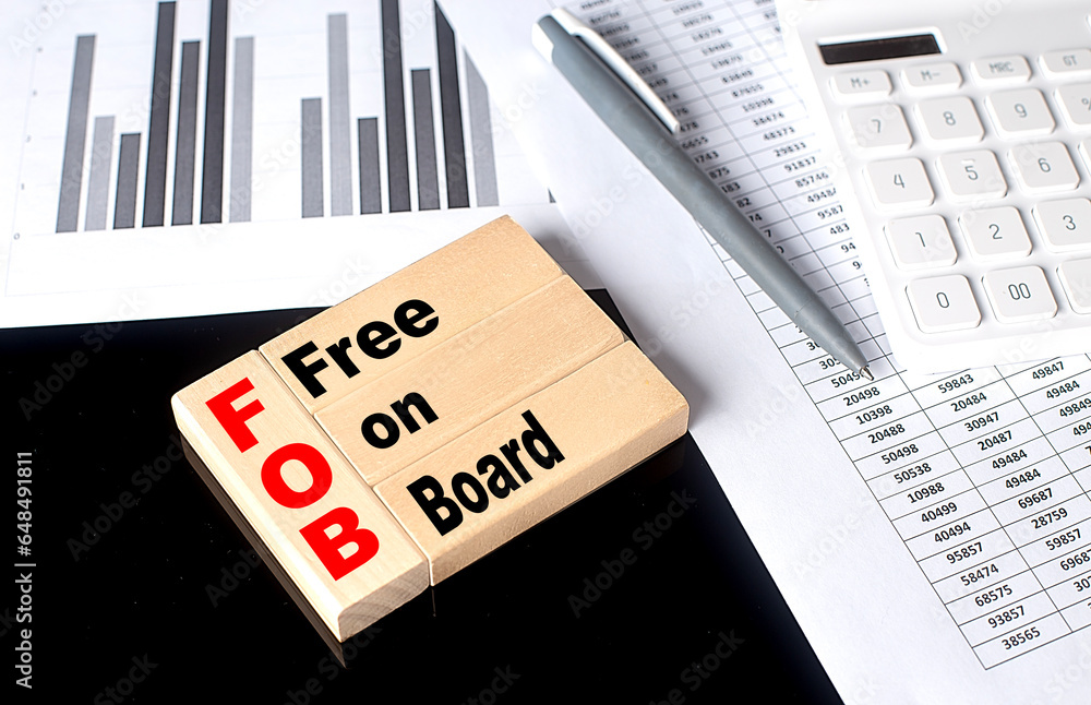 Word FOB made with wood building blocks with chart and calculator Stock ...