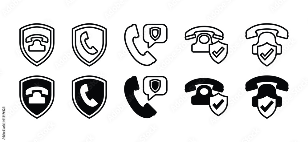 Telephone call security thin line icons. Call protection icon symbol ...