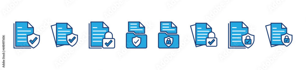Document protection icons vector. Data protection, cybersecurity ...