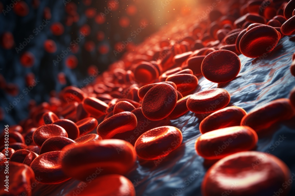 Photo Red blood cells arterial blood stream health biology anatomy ...