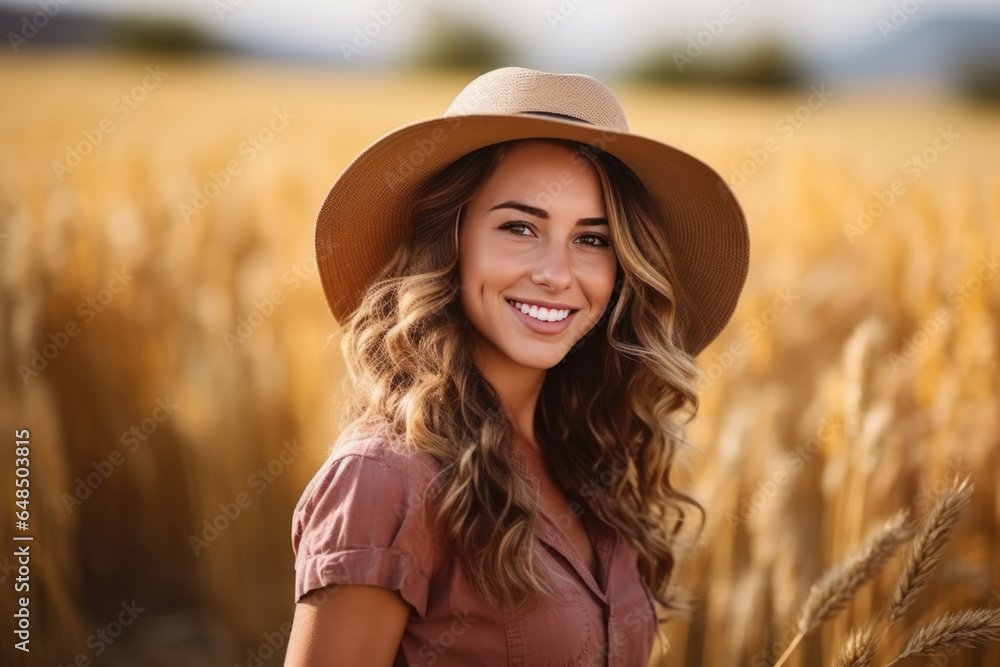Beautiful Young European Woman Farmer . Сoncept Innovative Farming A ...
