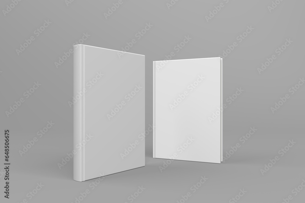 Realistic 3D book mockup illustration with 2 hard covers. Book model ...