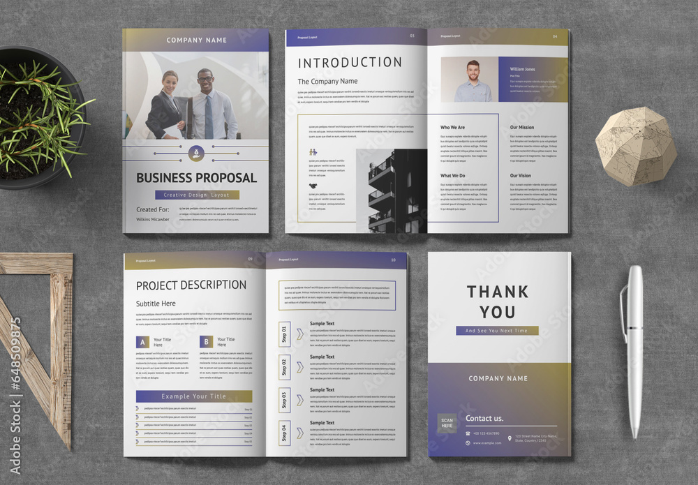 Business Proposal Layout with Gradient Accents Stock Template | Adobe Stock