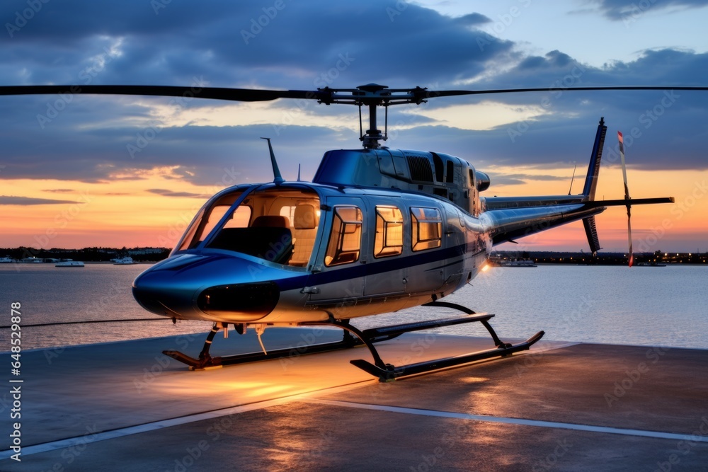 Luxury luxurious business helicopter private heli chopper on landing ...