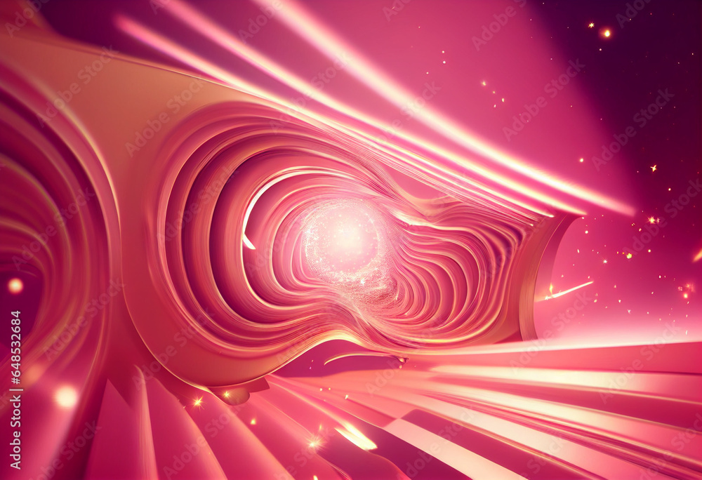 A ping background with a wavy design on top of the image is a blurry ...