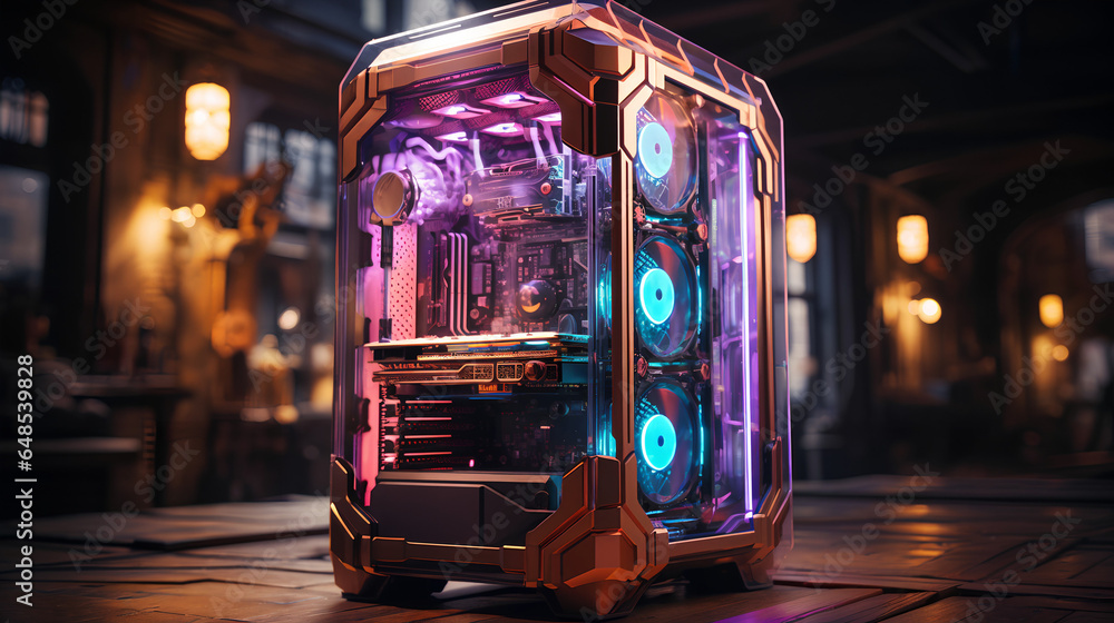 Powerful Personal Computer Gamer Rig with First-Person Shooter Game on ...