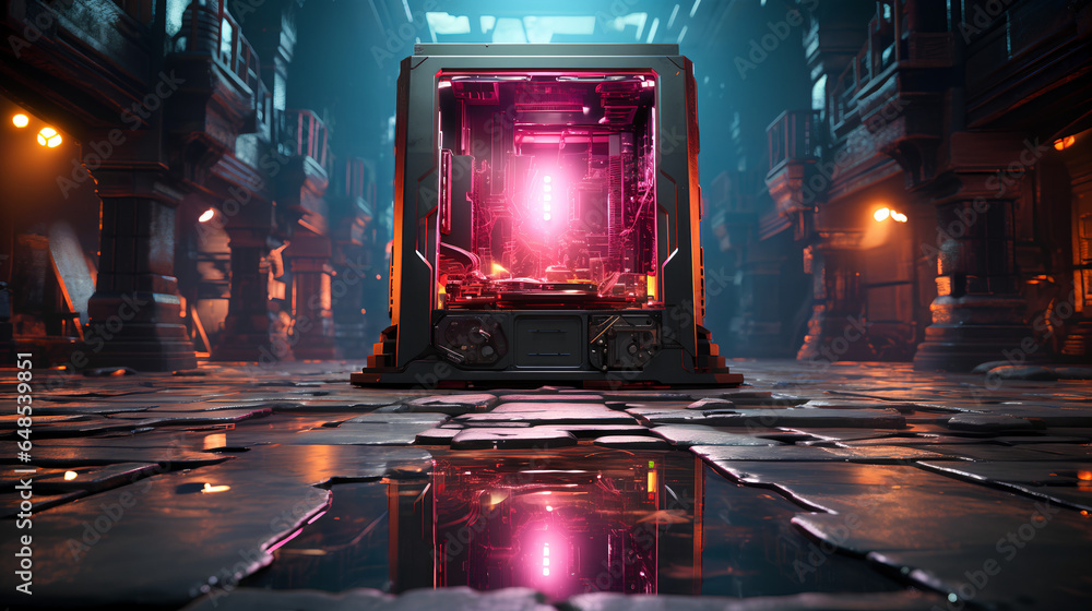 Powerful Personal Computer Gamer Rig with First-Person Shooter Game on ...