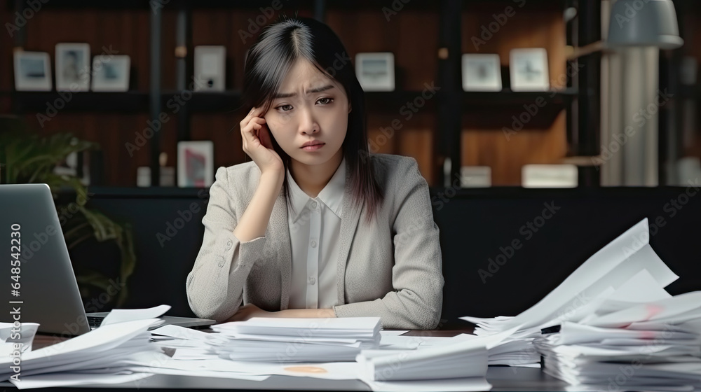 Business woman crumpled the paper and tossed it The proposed project ...