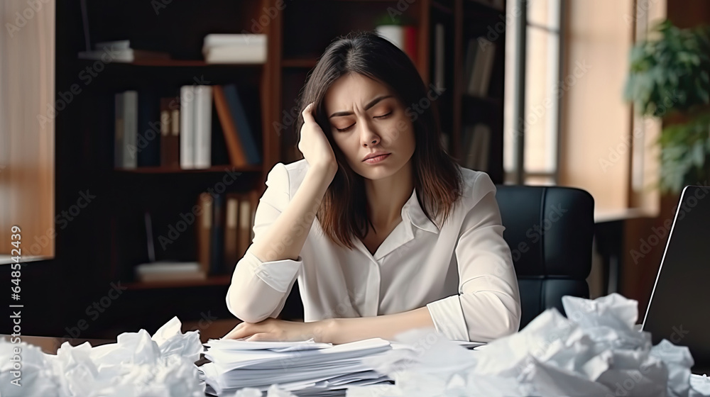 Business woman crumpled the paper and tossed it The proposed project ...