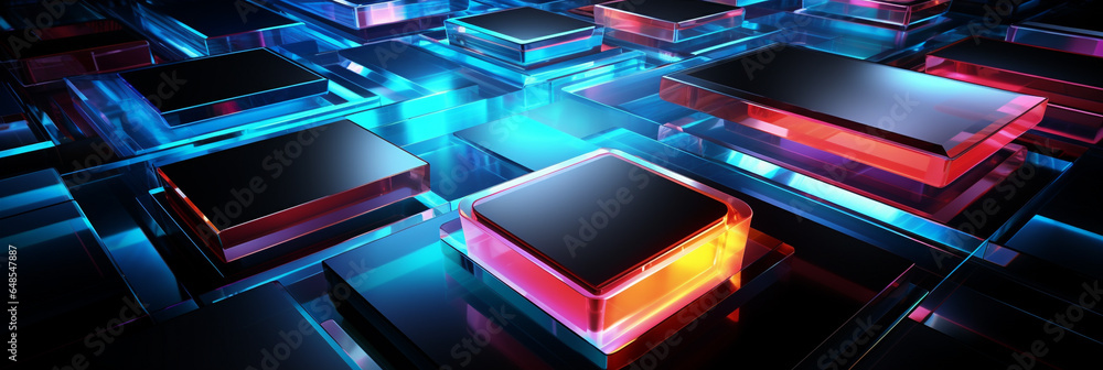 3D Abstract background Futuristic neon city background Tech world ...