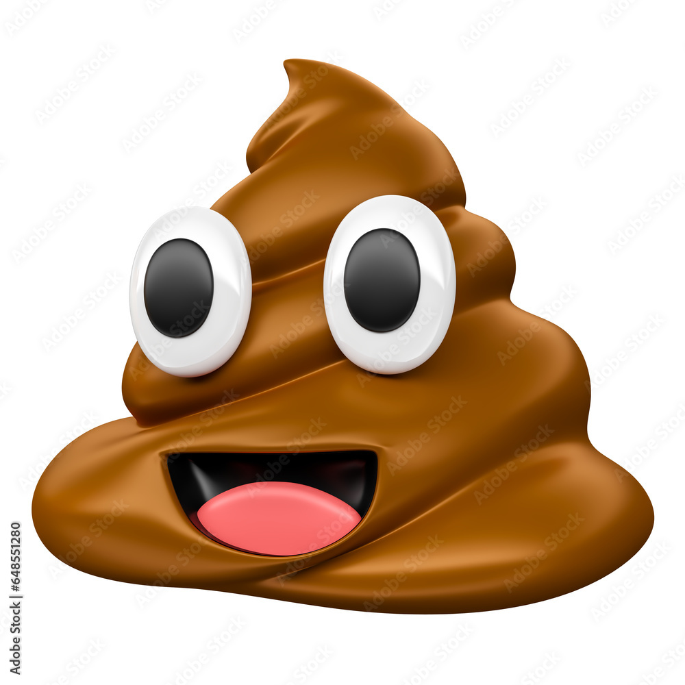 Poop emoji on transparent background in 3D rendering Stock Illustration ...