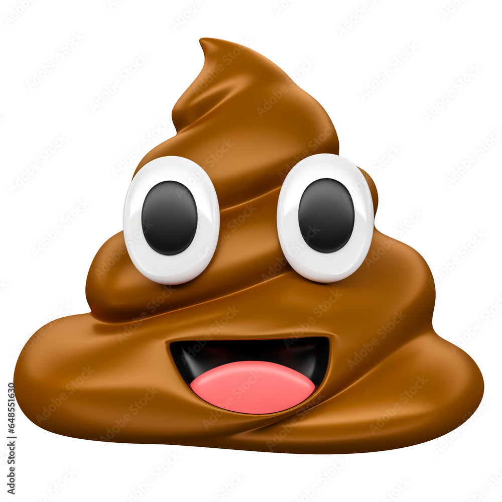 Poop emoji on transparent background in 3D rendering Stock Illustration ...