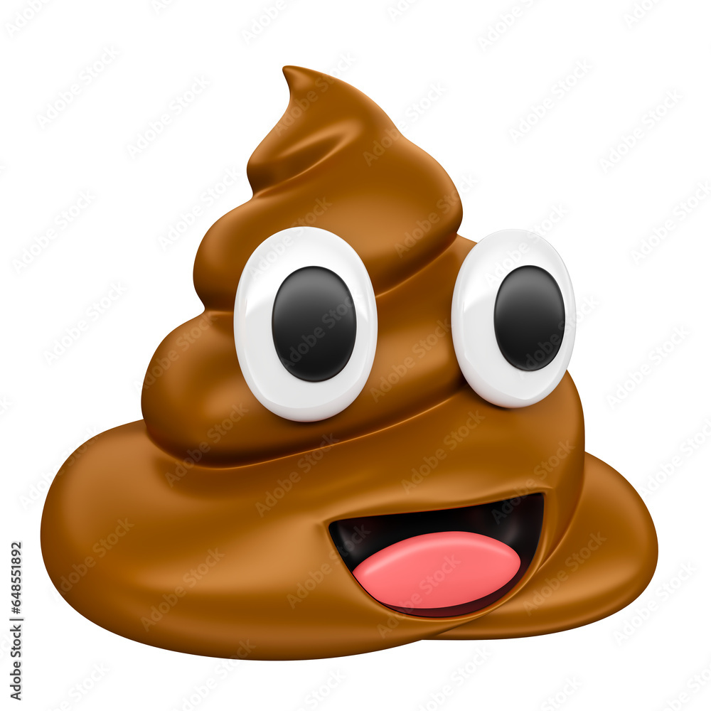 Poop emoji on transparent background in 3D rendering Stock Illustration ...