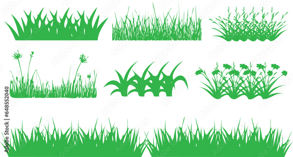 Grass Vector Illustrations, diverse styles and shades of green, grass ...