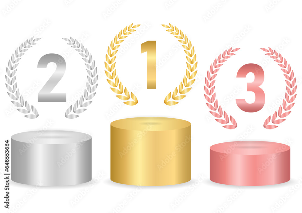 Stage Podium or Award Winners Podium with Ranking for First, Second and Third Place Illuminated ...