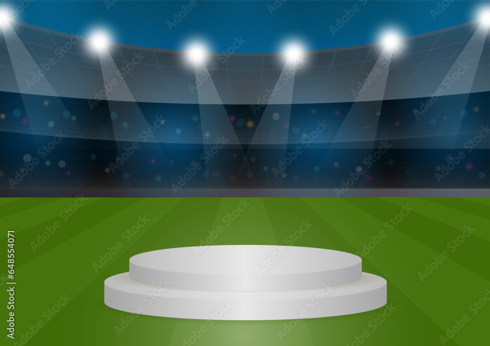Podium on Soccer Field in Stadium or Sport Arena. Pedestal Sport ...
