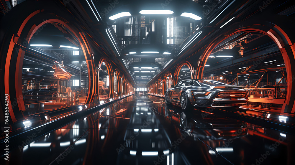Future smart city skyline panorama 3D scene. Futuristic eco cityscape ...