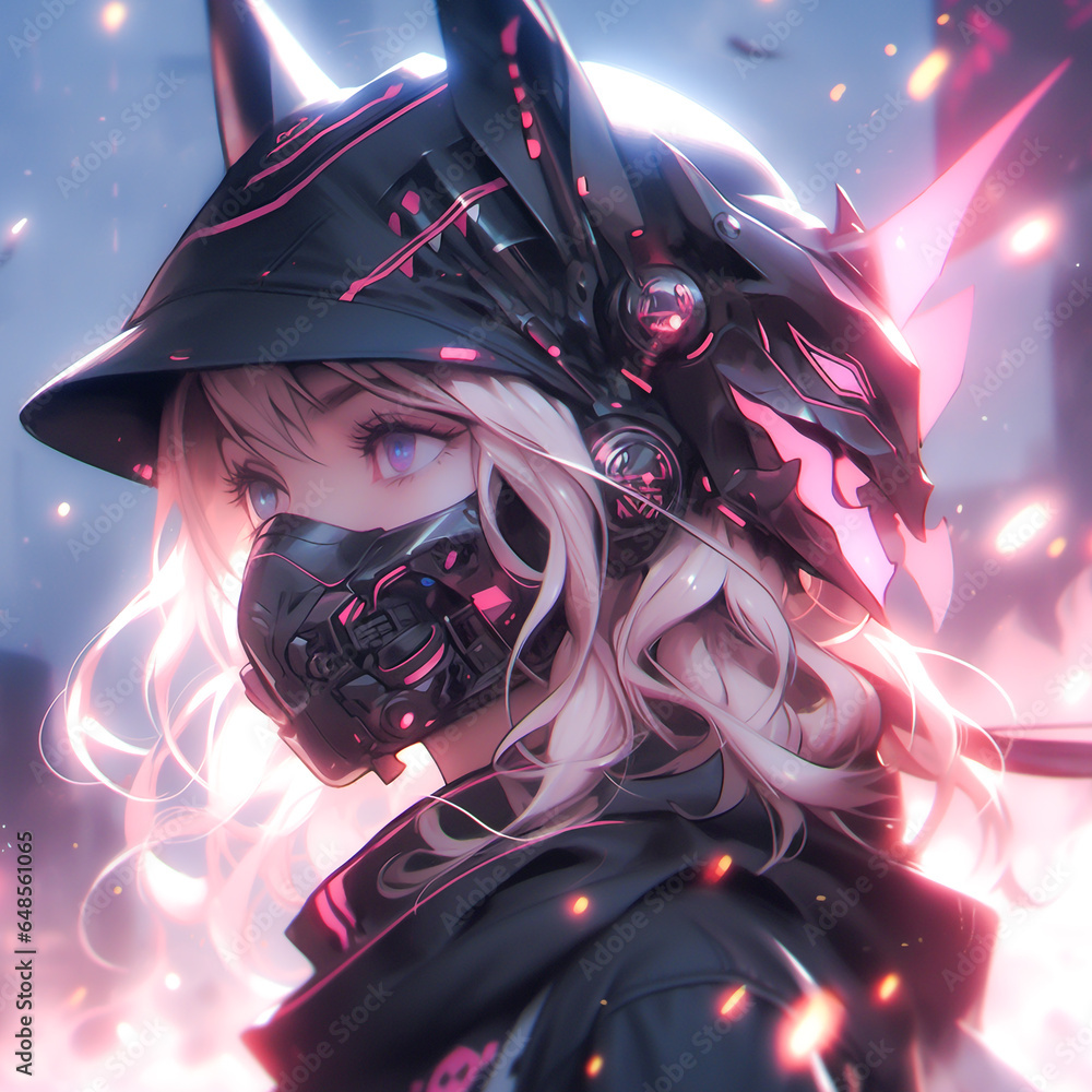 Lo-fi anime girl, neon synthwave colour theme. Inspiration for an album ...