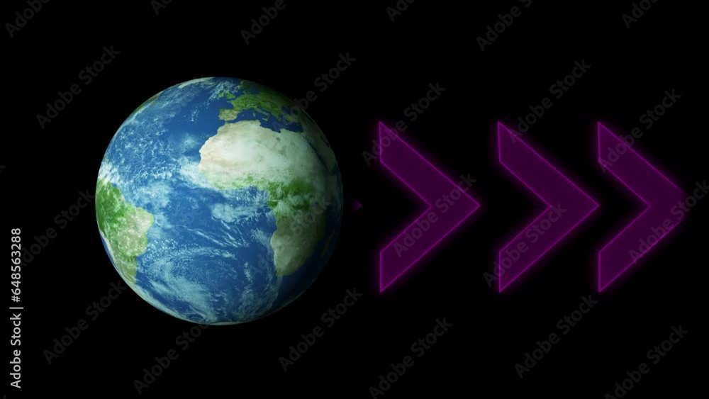 Vidéo Stock The direction from Earth to outer space is blinking arrow ...