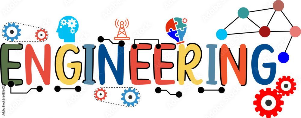 Illustration of the word "ENGINEERING" in the STEM (science, technology ...