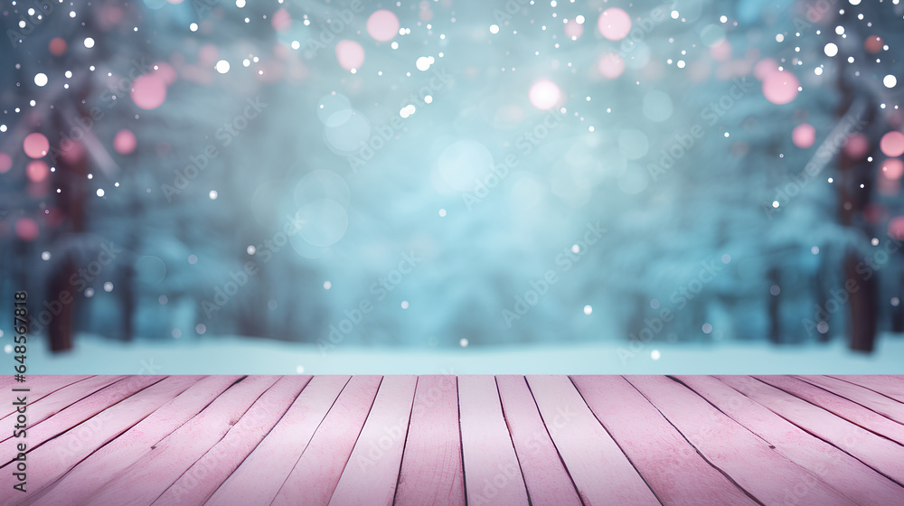 A festive Christmas stage scene background featuring a wooden floor ...