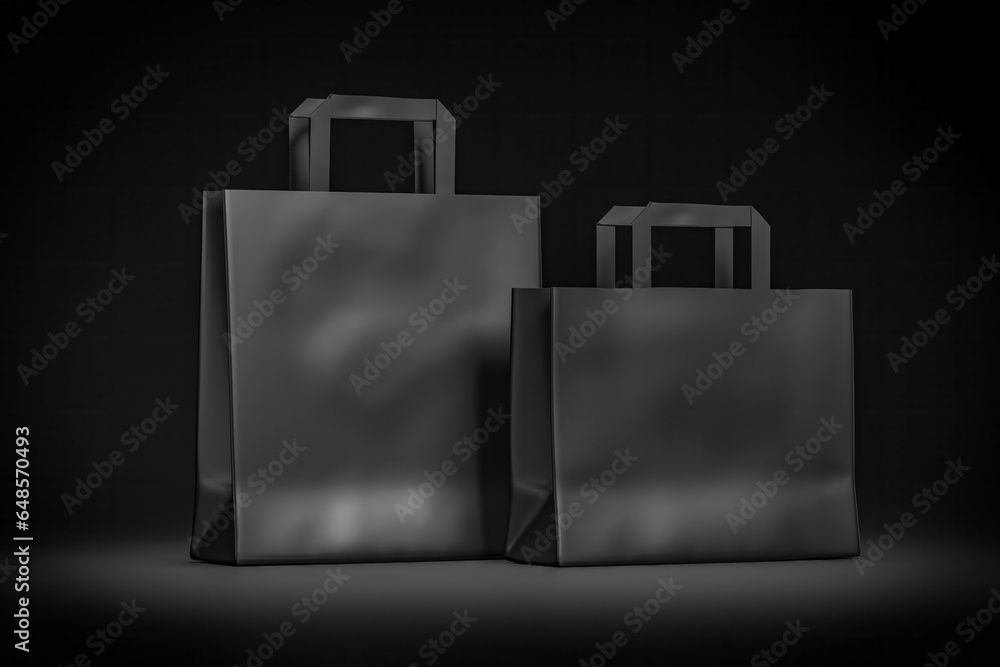 black paper shopper bag two different size - big and middle. luxury ...