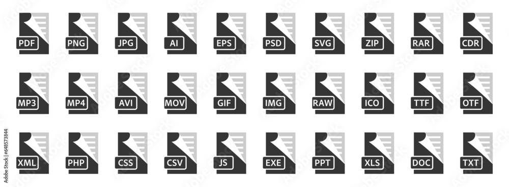 File format icon vector design illustration. Document icons symbol ...