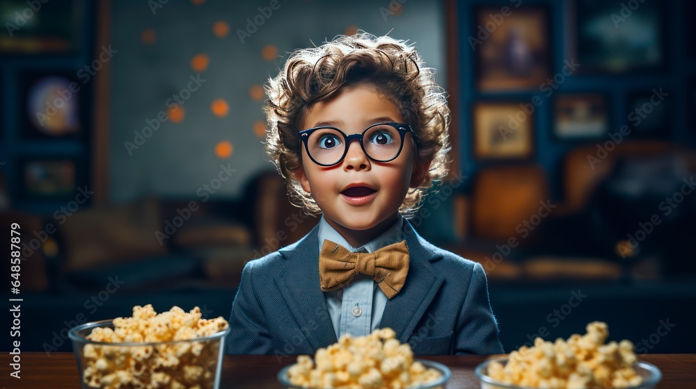 Picture for background a 10-year-old child poses as professor with ...