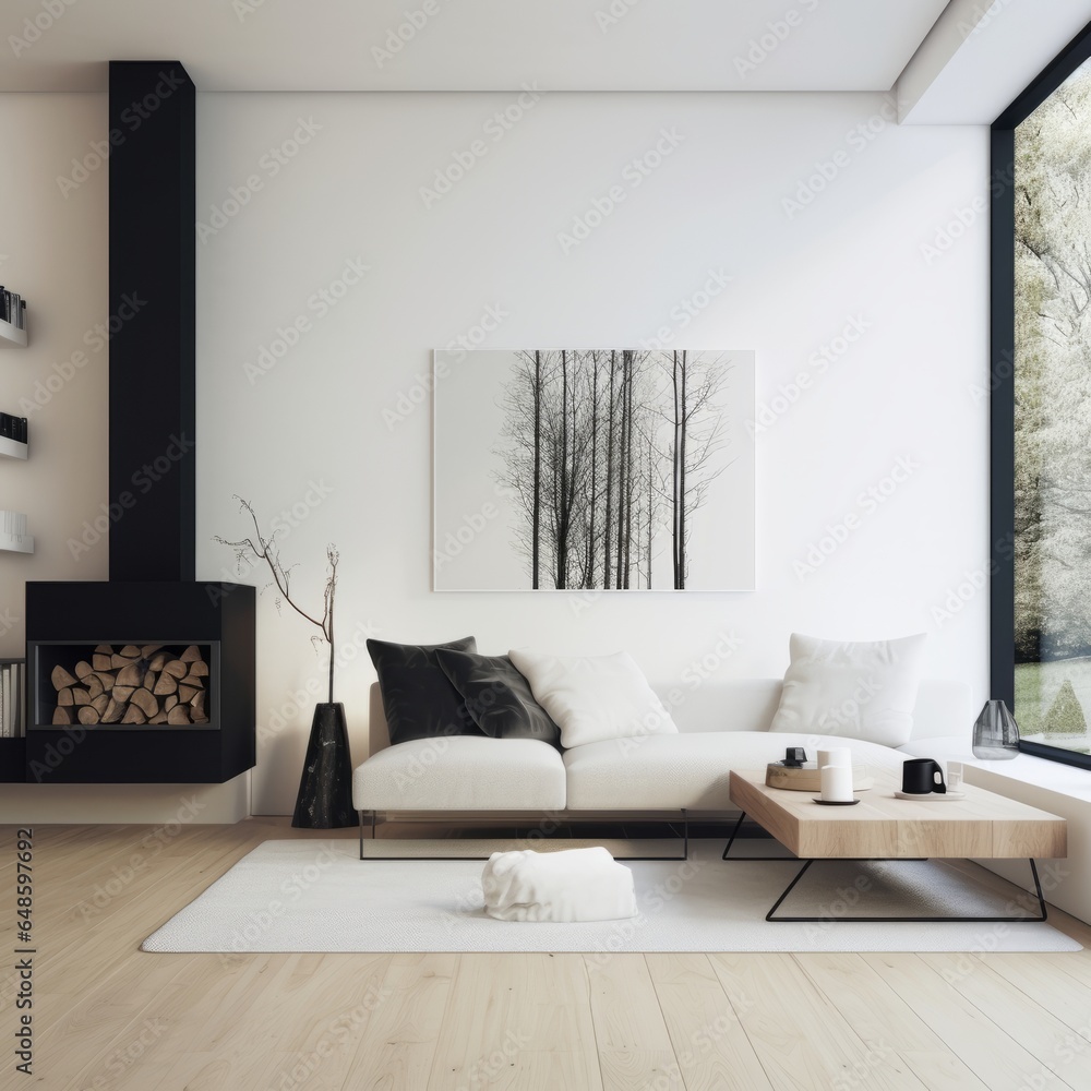 minimal home interior background living room with natural material and ...