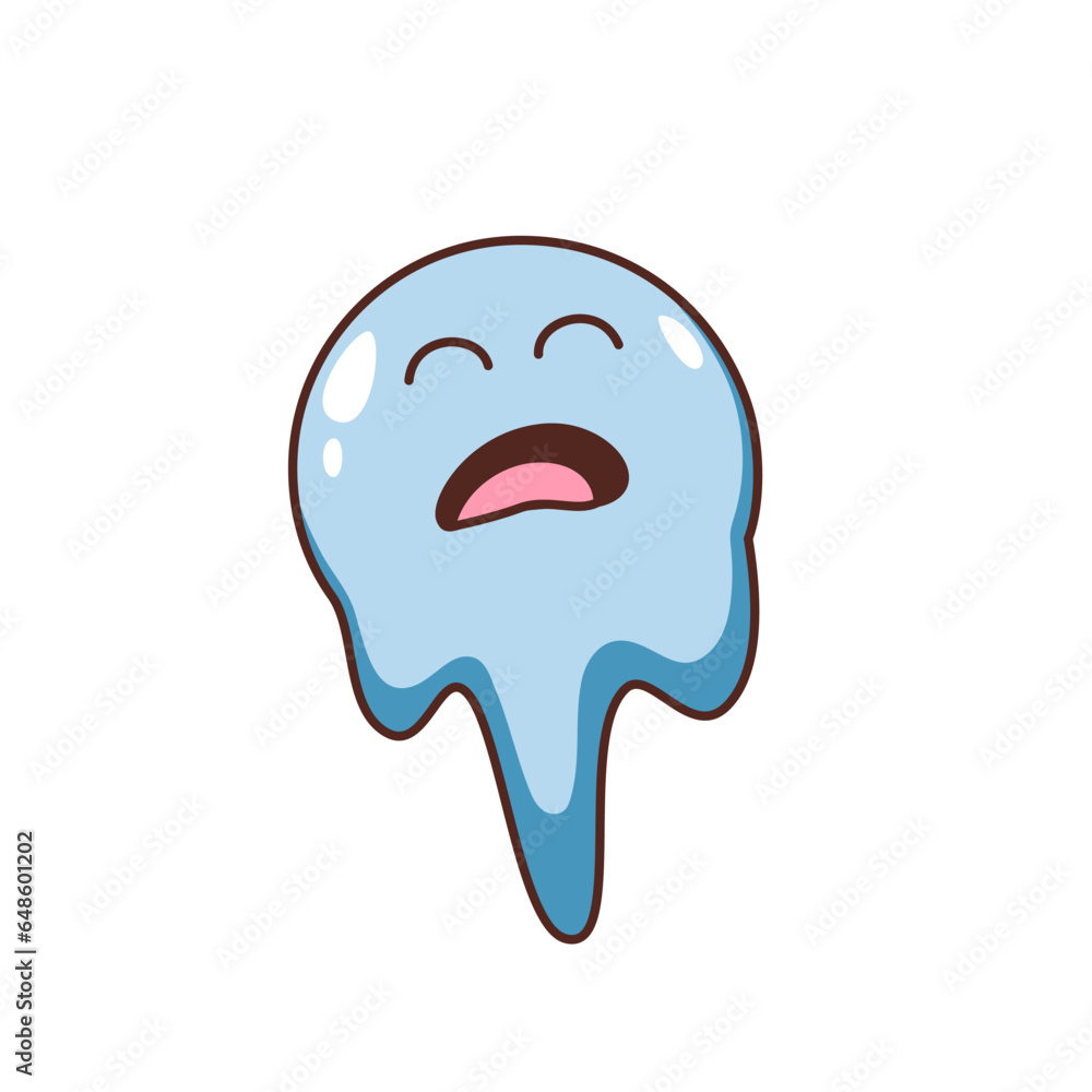 Groovy sad emoji melts vector illustration. Cartoon isolated ... Groovy sad emoji melts vector illustration. Cartoon isolated ...