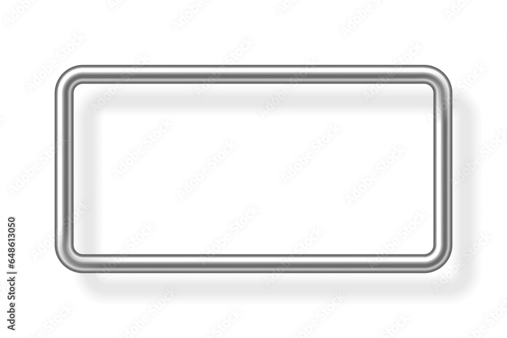 Silver rectangle frame for picture with shadow on white background ...