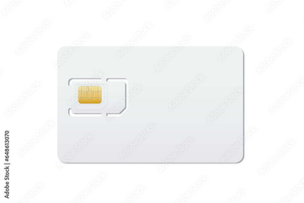 Card with different sizes SIM cards. White SIM, micro and nano cards ...