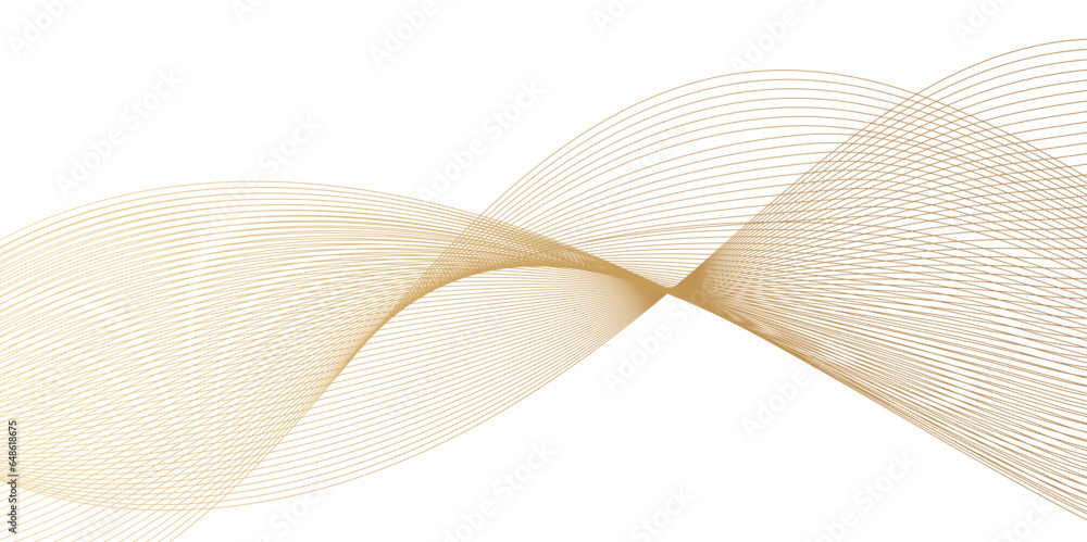 Abstract golden flowing wave curved lines, technology curve line ...