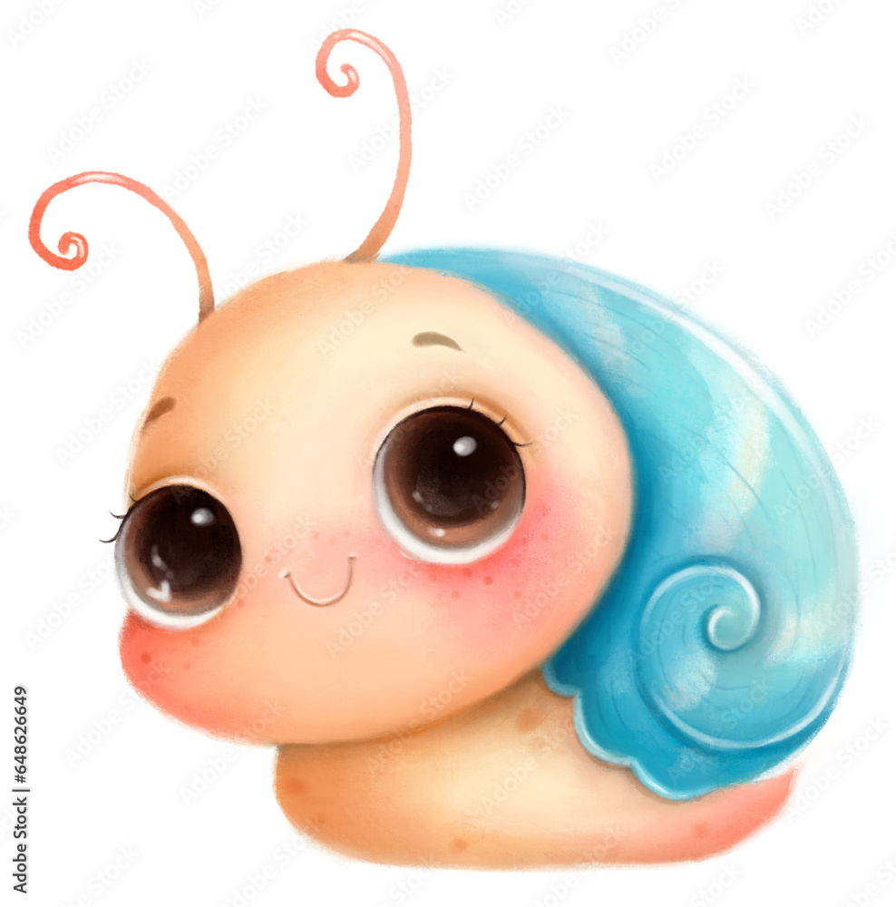 Illustration of a cute cartoon baby snail. Cute animals. Insects ...