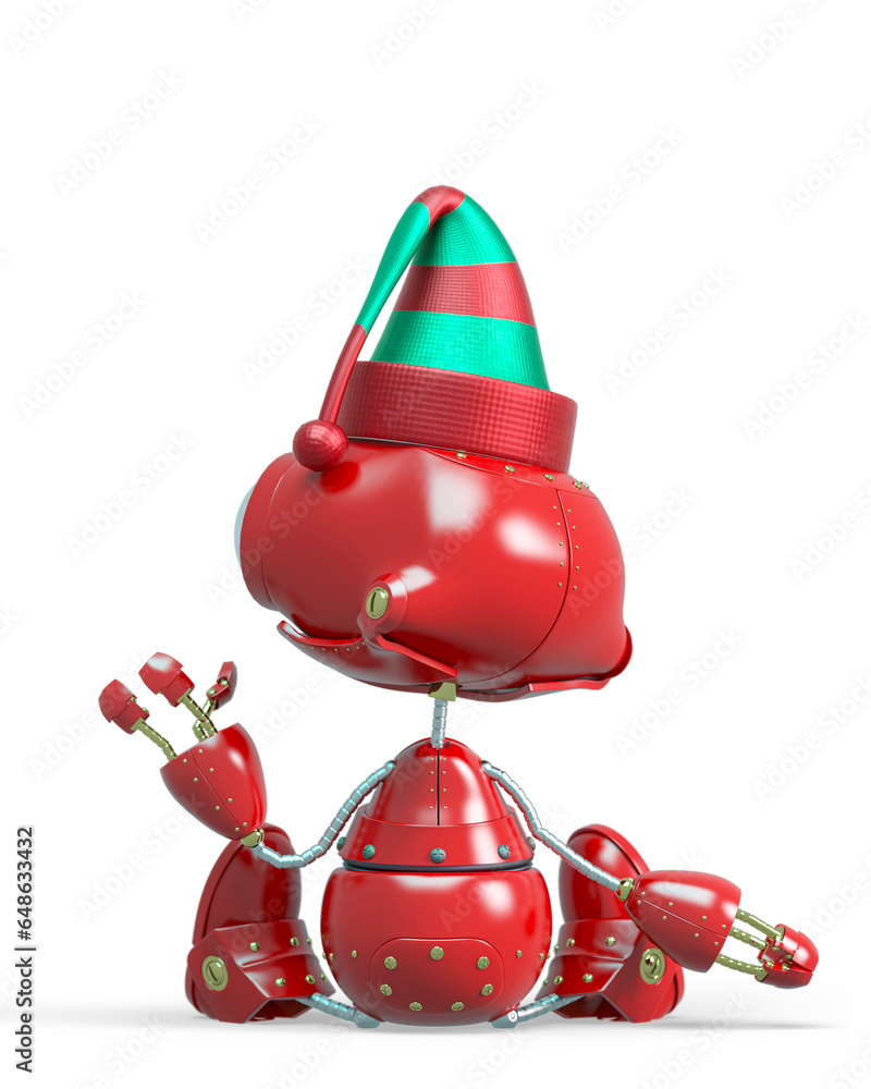 santa helper bot is sitting down and looking up on rear view Stock ...