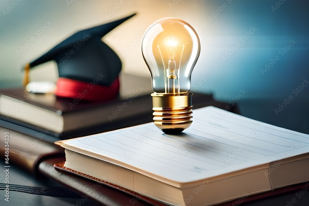 light bulb on book, E-learning graduate certificate program concept ...