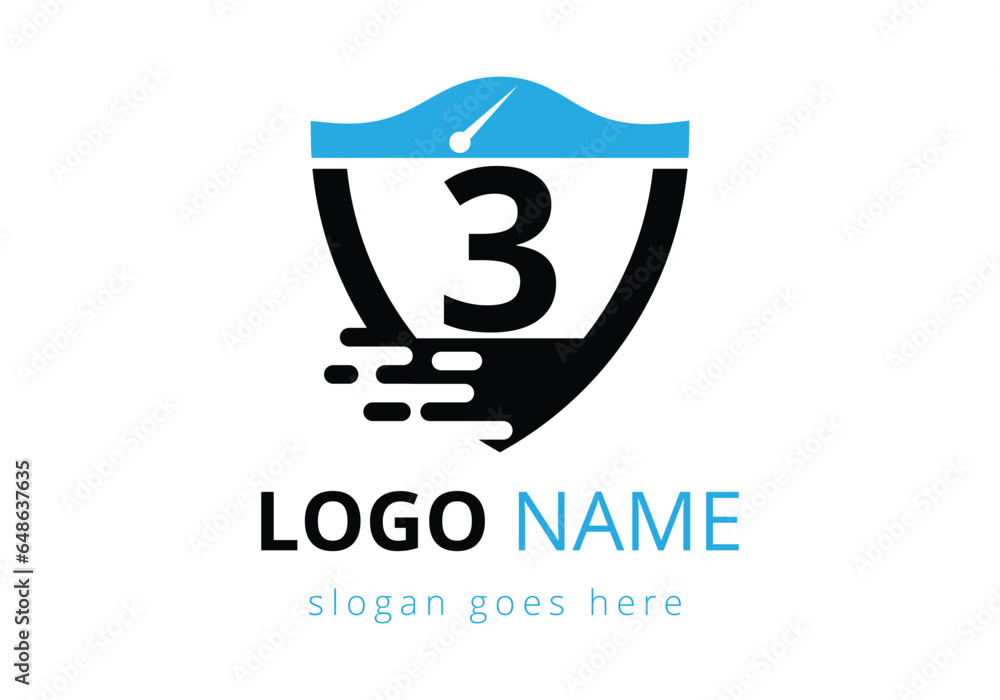 Initial 3 monogram alphabet with Speed Logo Design. Modern Letter with ...