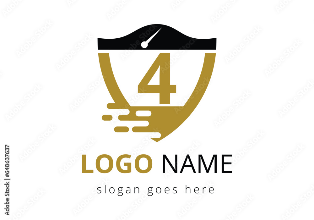 Initial 4 monogram alphabet with Speed Logo Design. Modern Letter with ...
