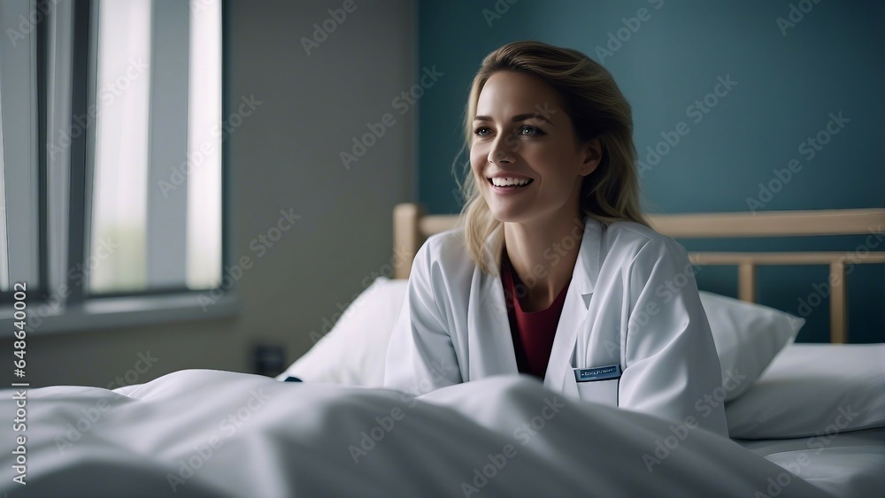 woman patient in a clinic hospital room on a bed rece Stock Photo ...