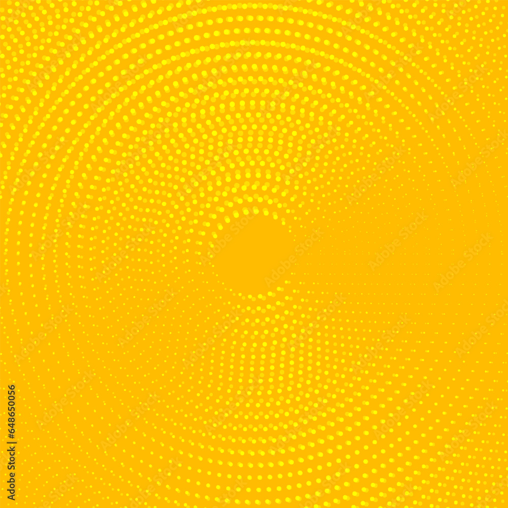 Yellow radial halftone background. Retro comic grain pixel texture ...